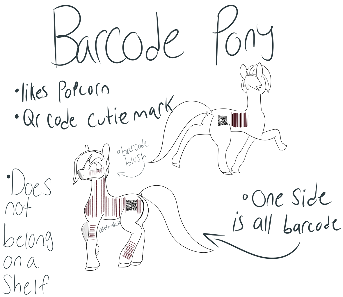 #2944406 - safe, artist:mostvaluedpony, oc, oc:barcode pony, pony ...