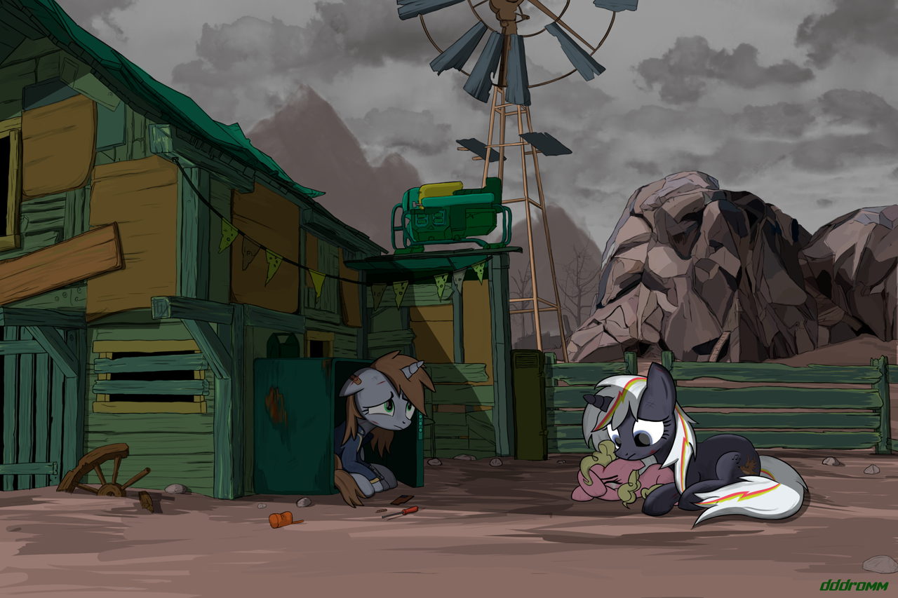 #3018370 - safe, artist:dddromm, oc, oc only, oc:littlepip, oc:pinkie ...