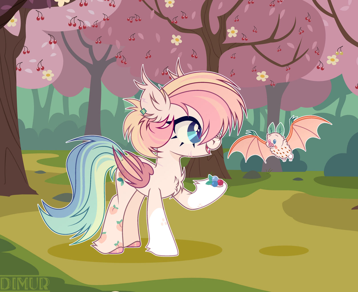 #3024019 - safe, artist:dianamur, oc, bat, bat pony, fruit bat, pony, vampire fruit bat, base ...