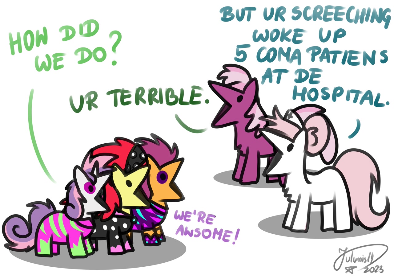 #3025707 - safe, artist:julunis14, apple bloom, cheerilee, nurse ...