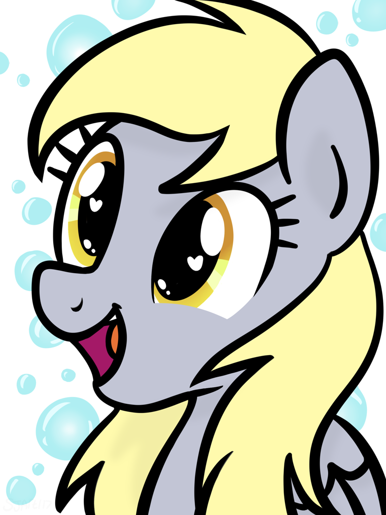 #3027000 - safe, artist:sjart117, derpy hooves, pegasus, pony, g4, bubble, bust, cute, derp ...