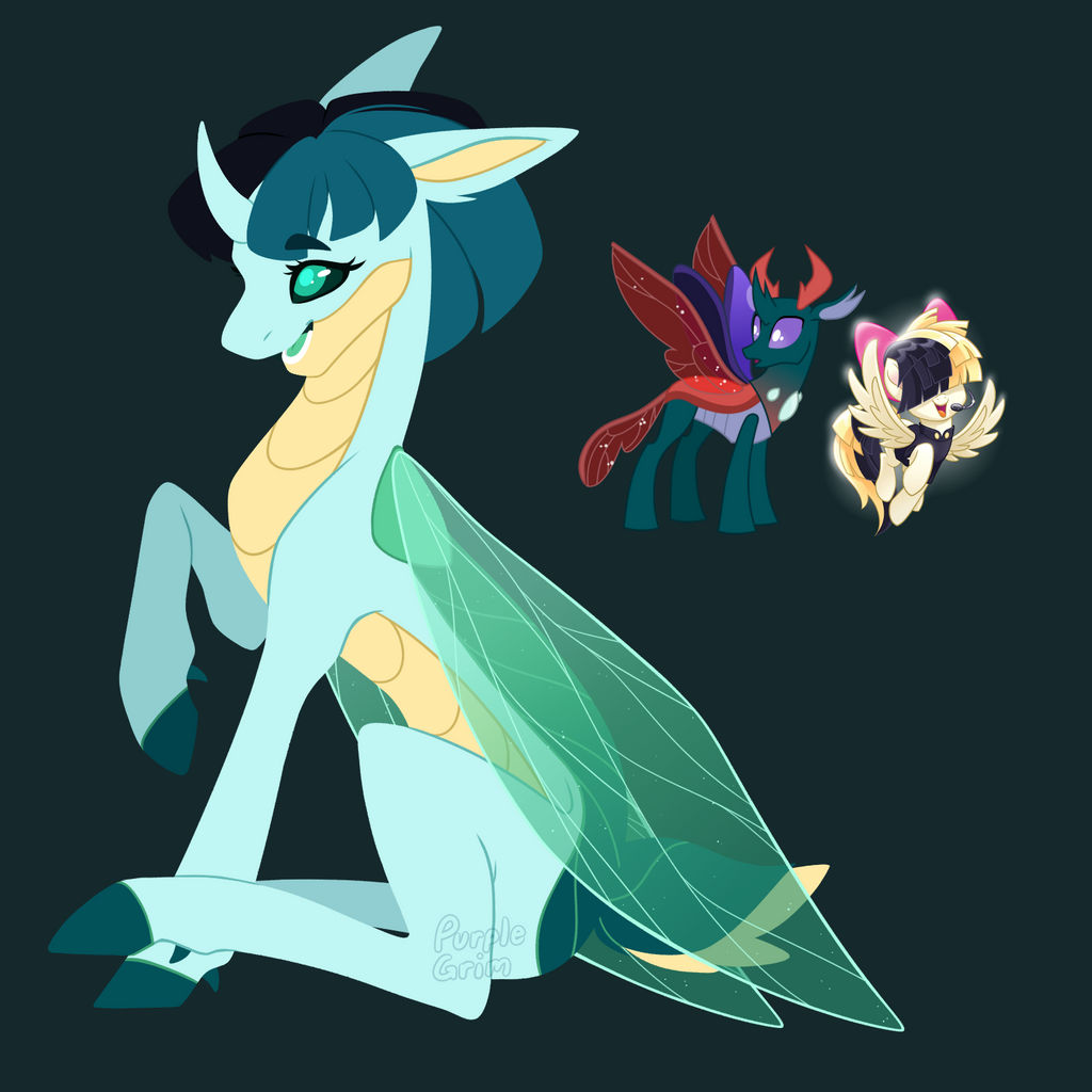 #3030867 - safe, artist:purplegrim40, pharynx, songbird serenade, oc, oc only, changedling ...