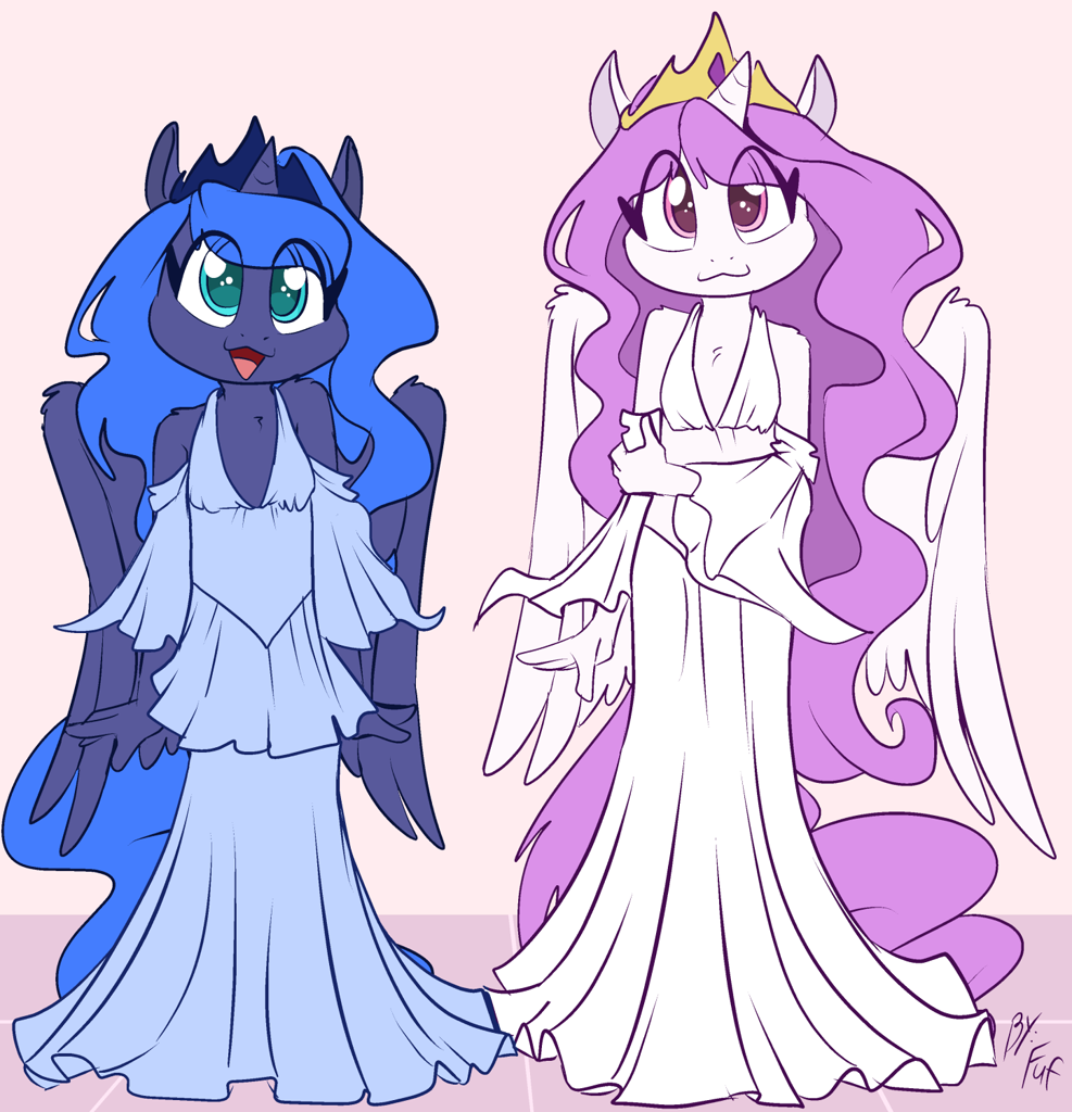 #3031837 - safe, artist:fuf, princess celestia, princess luna, alicorn ...