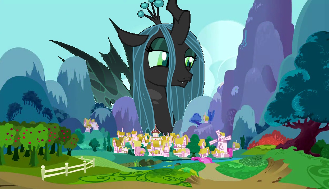 #3033220 - safe, anonymous artist, derpibooru exclusive, edit, vector edit, queen chrysalis ...