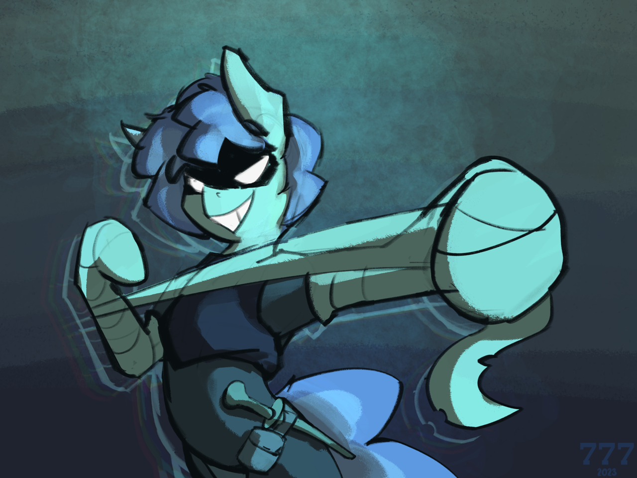 #3034297 - safe, artist:triplesevens, oc, oc only, oc:triple sevens, high res, smiling, solo ...