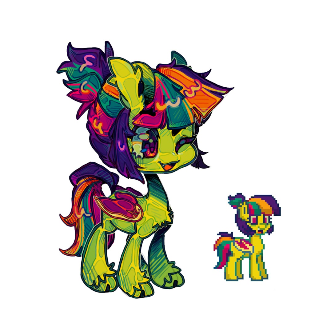 #3034683 - safe, artist:zira_dawn, oc, bat pony, pony, pony town, bat ...