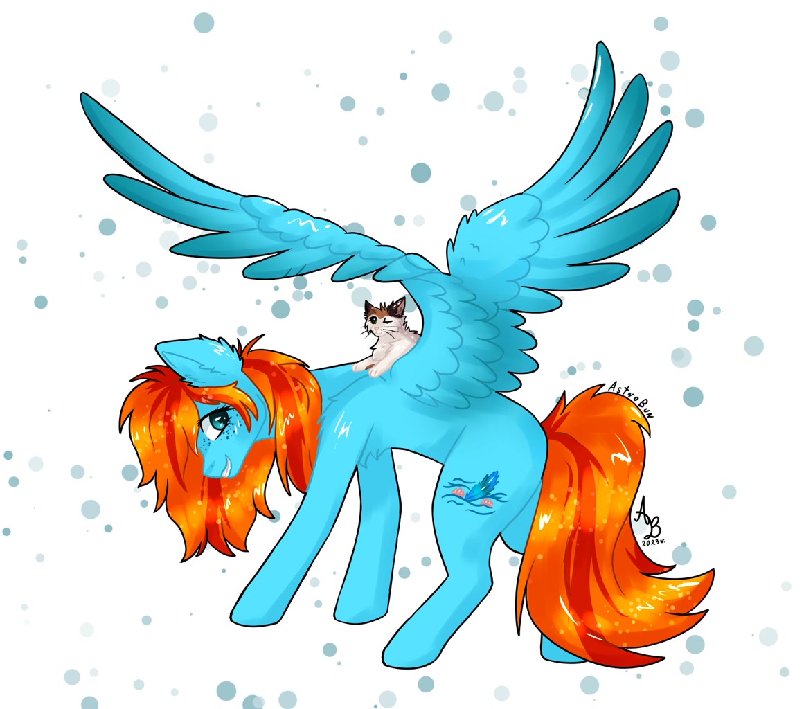 #3036743 - safe, artist:astrobun, oc, oc:sea feather, cat, pegasus ...