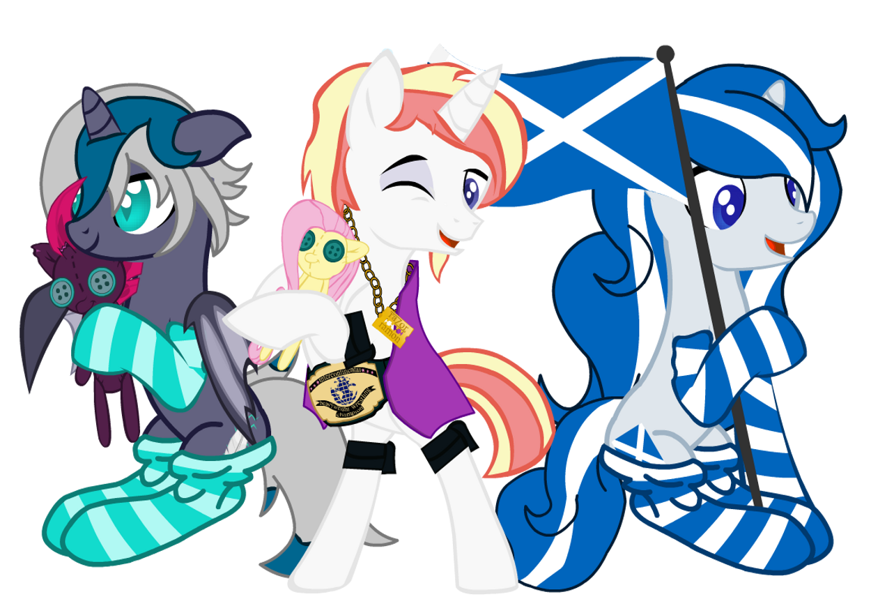 #3023650 - safe, artist:darktailsko, fluttershy, tempest shadow, oc, oc only, oc:balmoral, oc ...