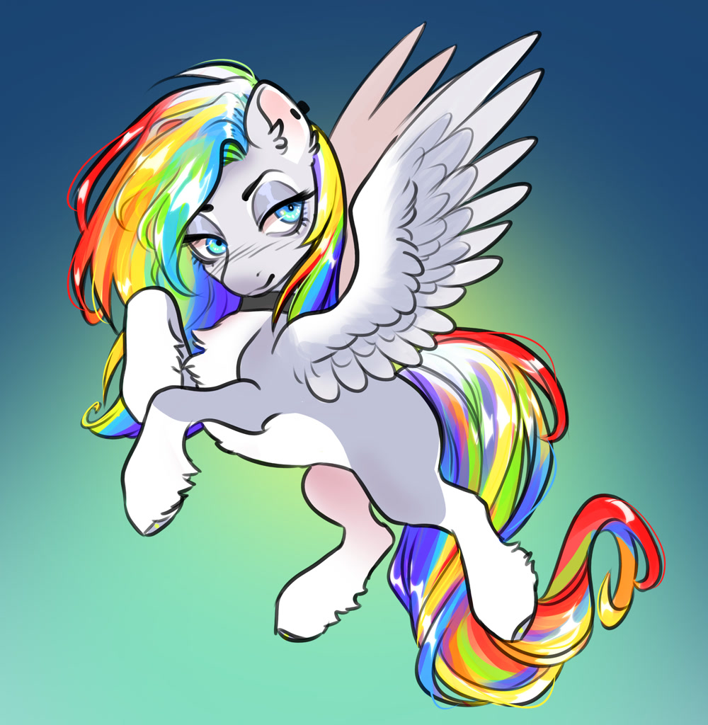 #3216031 - safe, artist:opalacorn, oc, oc only, oc:raincloud, pegasus, pony, chest fluff, choker ...