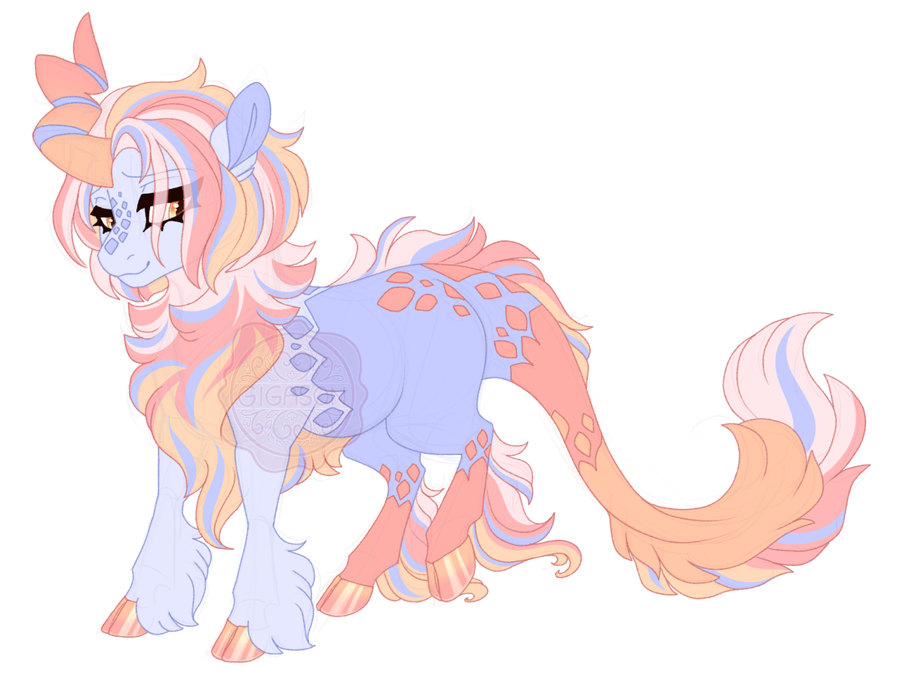 #3216148 - safe, artist:gigason, oc, oc only, oc:carnation, hybrid, kirin, closed mouth, cloven ...