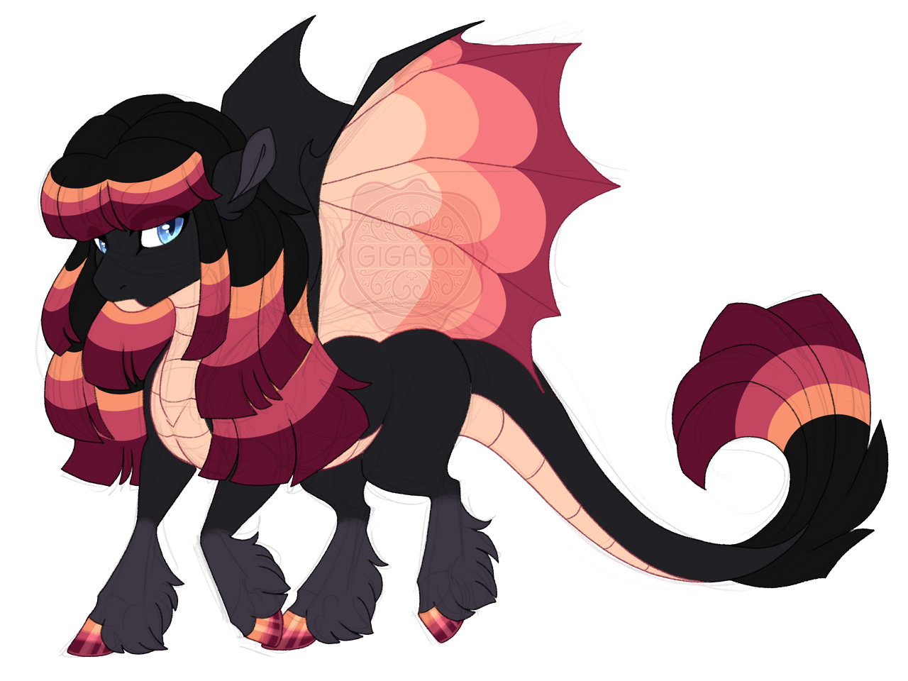 #3216150 - safe, artist:gigason, oc, oc only, oc:black cherry, dracony, dragon, hybrid, blue ...