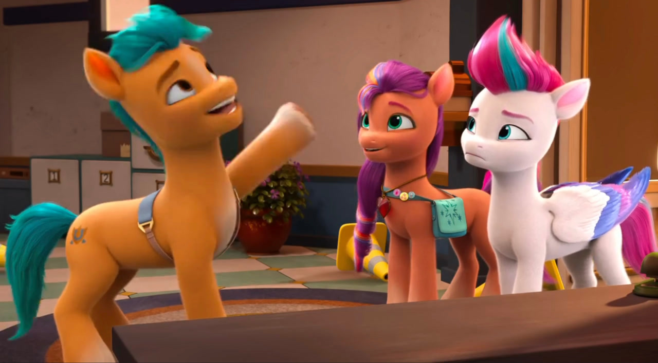 #3216204 - safe, screencap, hitch trailblazer, sunny starscout, zipp ...