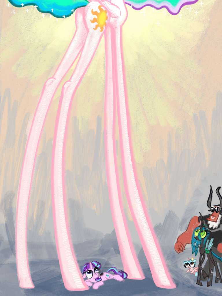 #3218300 - safe, artist:ja0822ck, cozy glow, lord tirek, princess celestia, queen chrysalis ...