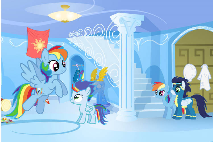 #3218405 - safe, artist:princessfloriana, rainbow dash, soarin', oc ...