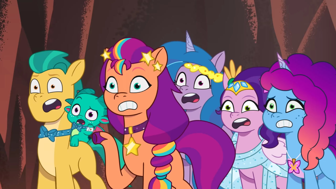 #3218532 - safe, screencap, hitch trailblazer, izzy moonbow, misty brightdawn, pipp petals ...