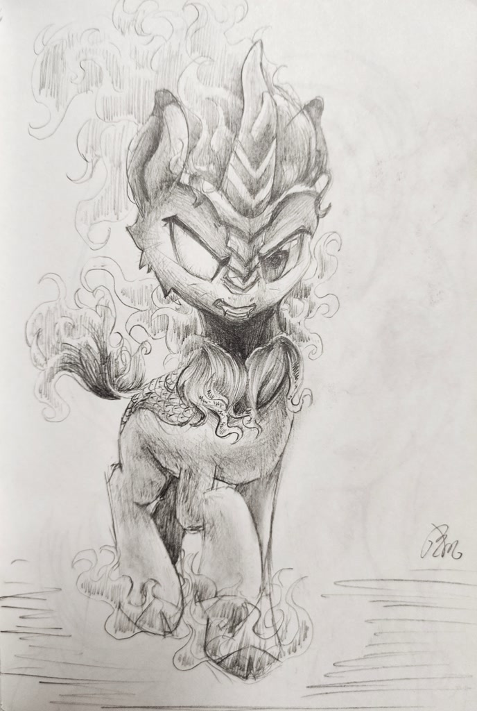 #3221648 - safe, artist:b_m, kirin, nirik, angry, cloven hooves, fire ...