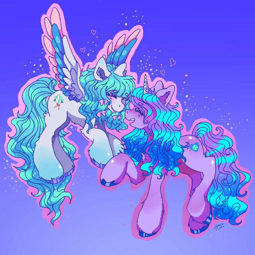 #3222523 - safe, artist:honolu-loo, izzy moonbow, oc, oc:bluebell ...