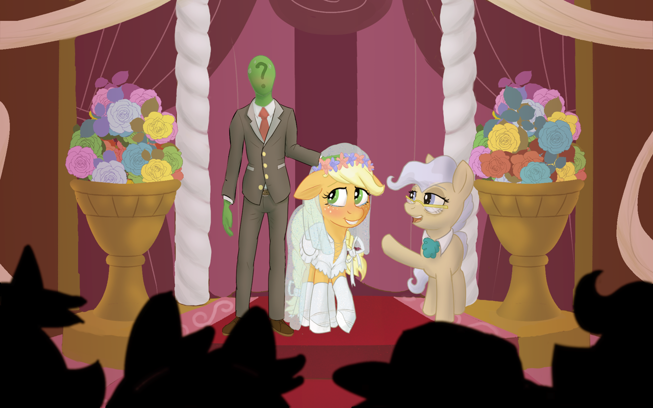 #3223420 - safe, artist:sufficient, applejack, mayor mare, oc, oc:anon ...