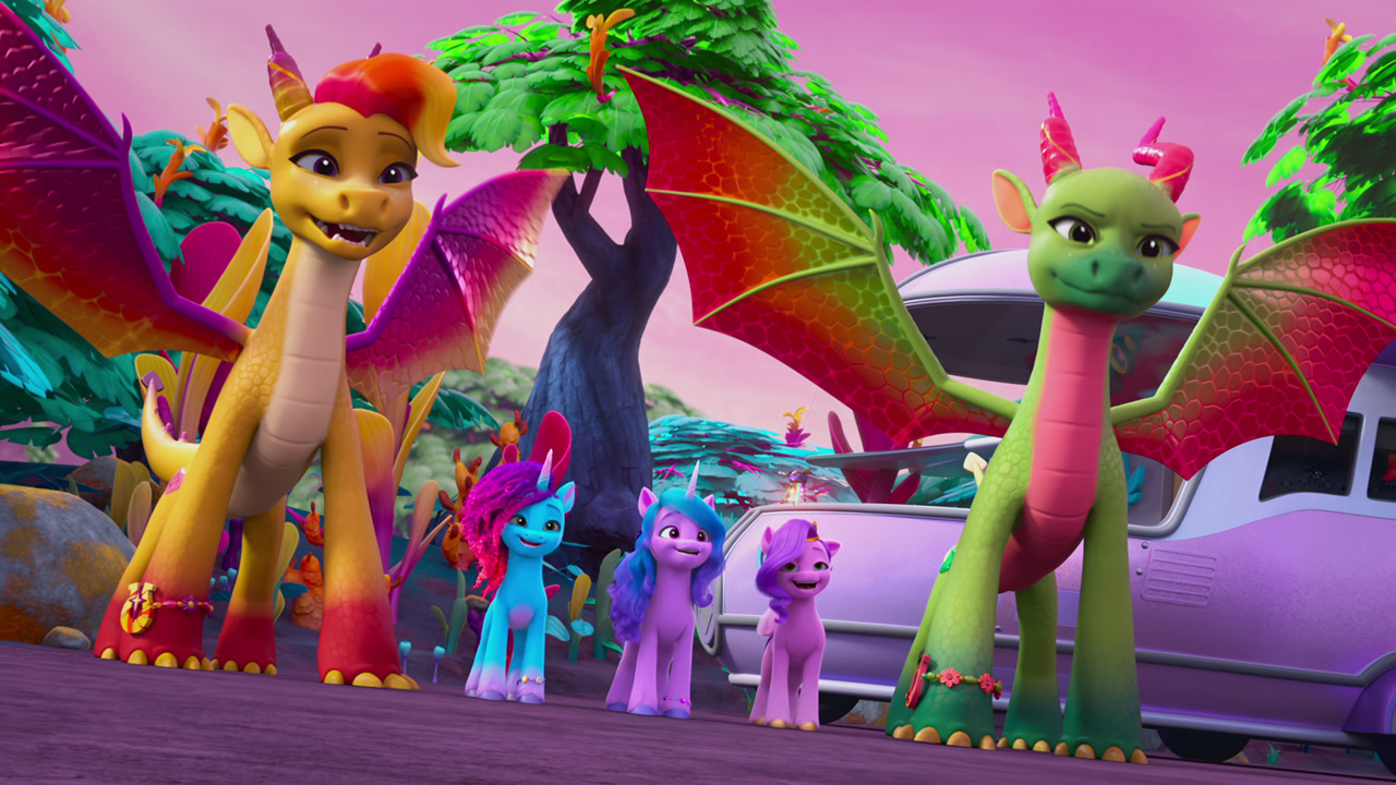 #3226110 - safe, screencap, izzy moonbow, leaf (g5), luxxe, misty brightdawn, pipp petals ...