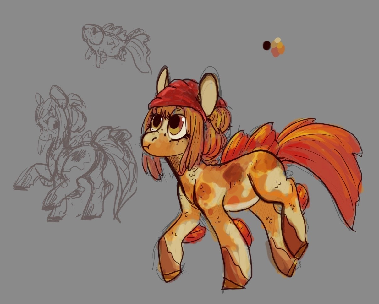 #3228997 - safe, artist:purple-blep, oc, oc only, oc:fishpond, fish, merpony, pony, sketch, solo ...