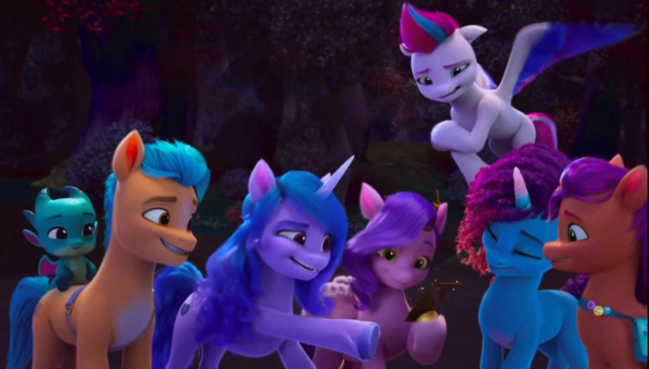 #3211518 - safe, screencap, hitch trailblazer, izzy moonbow, misty brightdawn, pipp petals ...