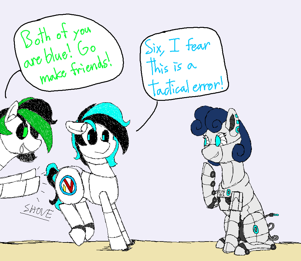 #3212047 - safe, artist:nukepony360, oc, oc only, oc:prototype v, oc:prototype vi, oc:syn ...