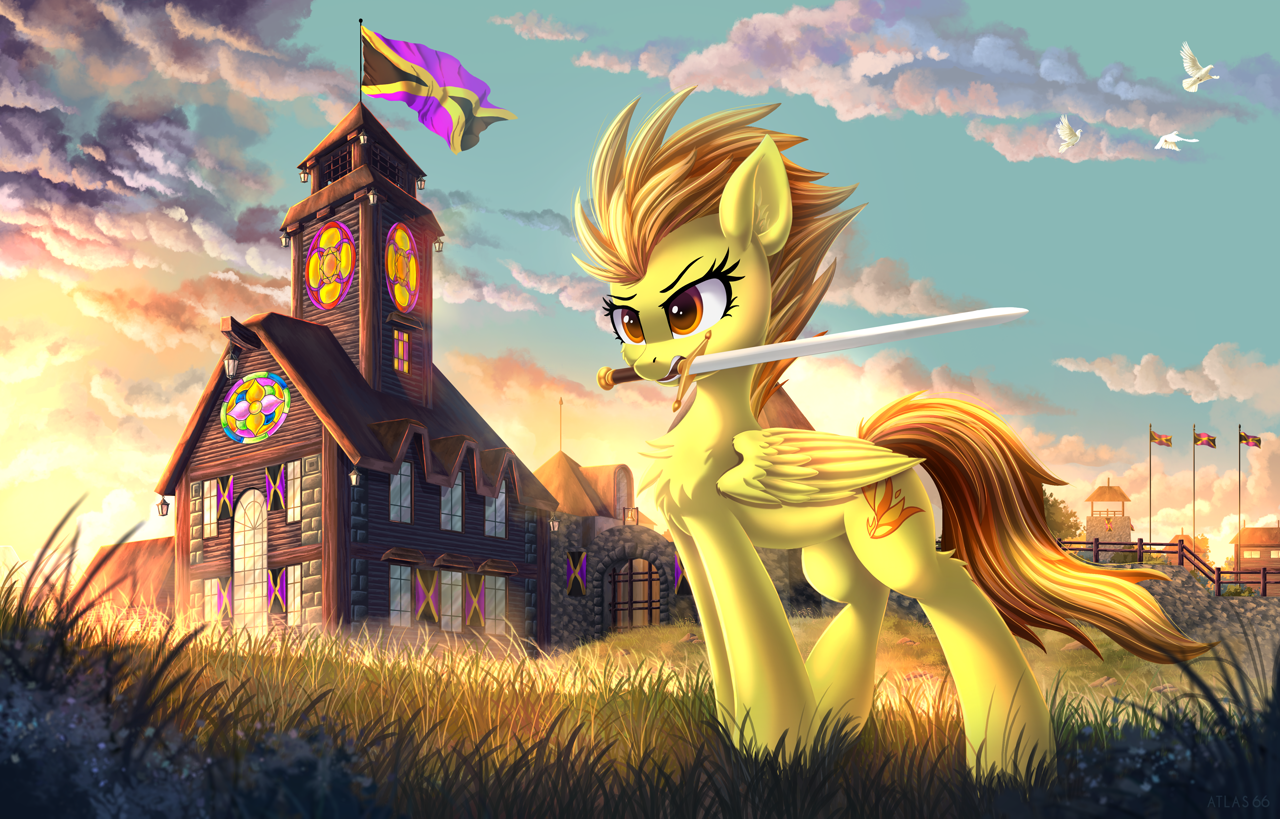#3213404 - safe, artist:atlas-66, spitfire, pegasus, pony, g4, banner ...