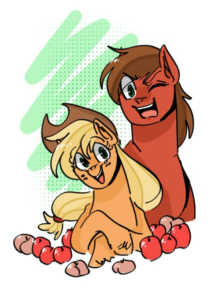 #3214278 - safe, anonymous artist, applejack, oc, oc:red flag, earth ...