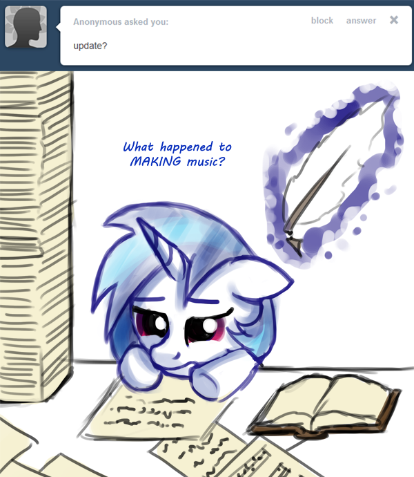 #3215127 - safe, artist:esuka, dj pon-3, vinyl scratch, pony, unicorn, ask-canterlot-musicians ...