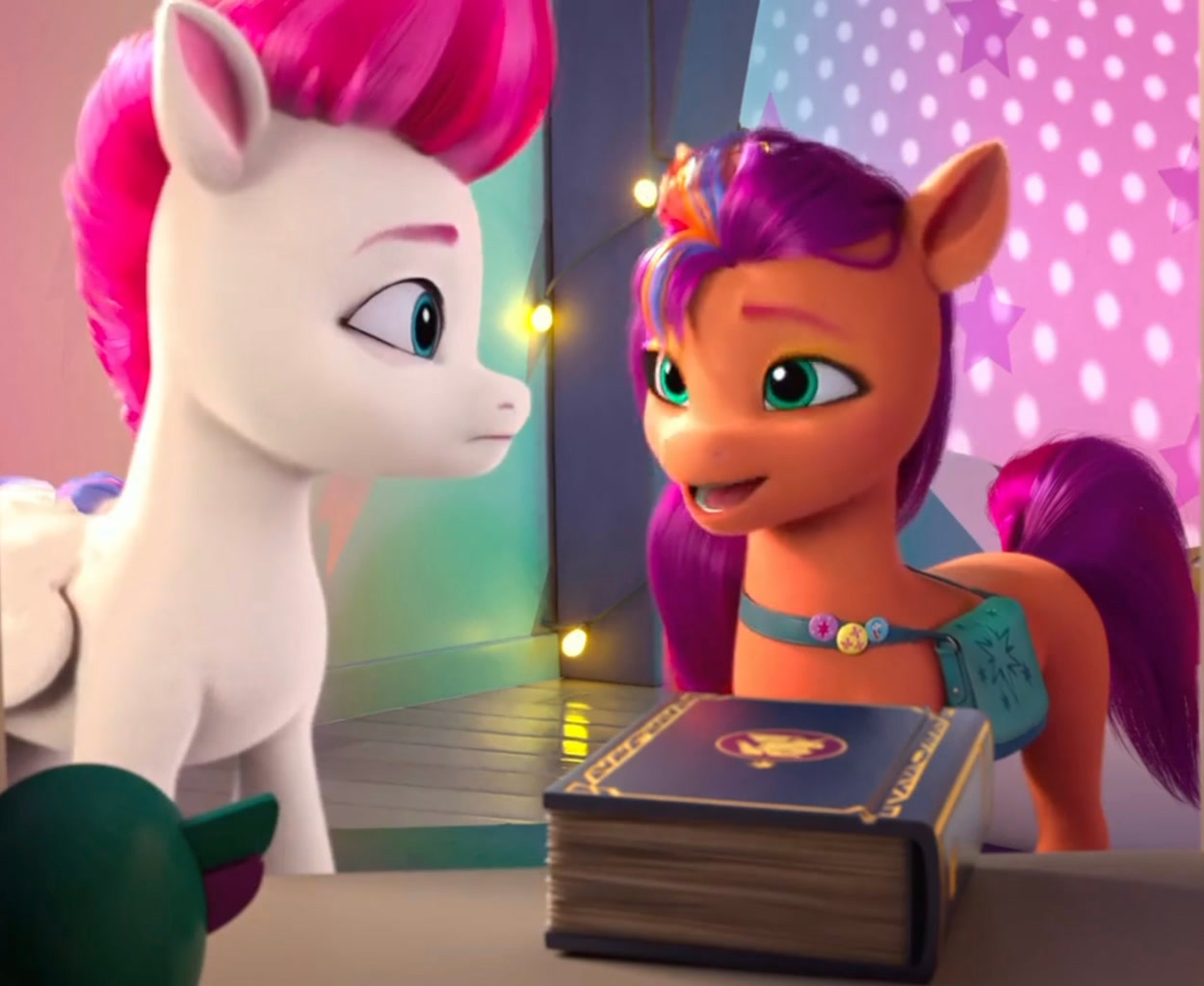 #3215205 - safe, screencap, sunny starscout, zipp storm, earth pony, pegasus, pony, g5, mane ...