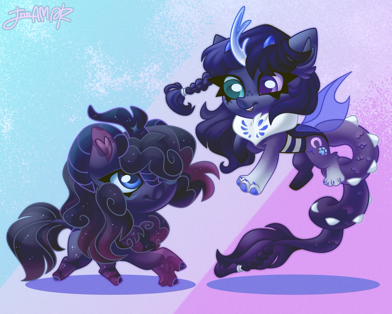 #3215401 - safe, artist:irinamar, oc, oc only, pony, duo - Derpibooru