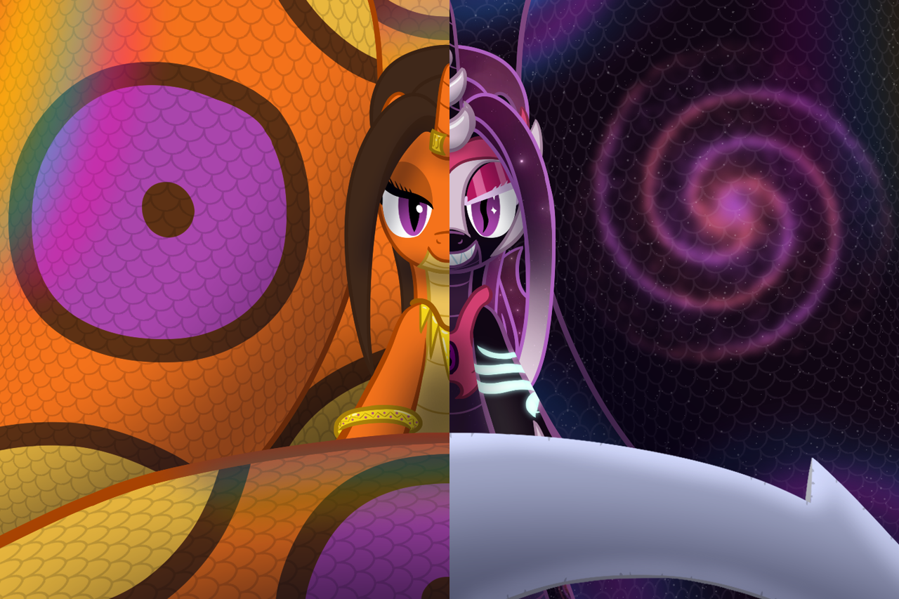 #3231033 - safe, artist:mightyshockwave, oc, oc only, oc:lumo, lamia, original species, coils ...