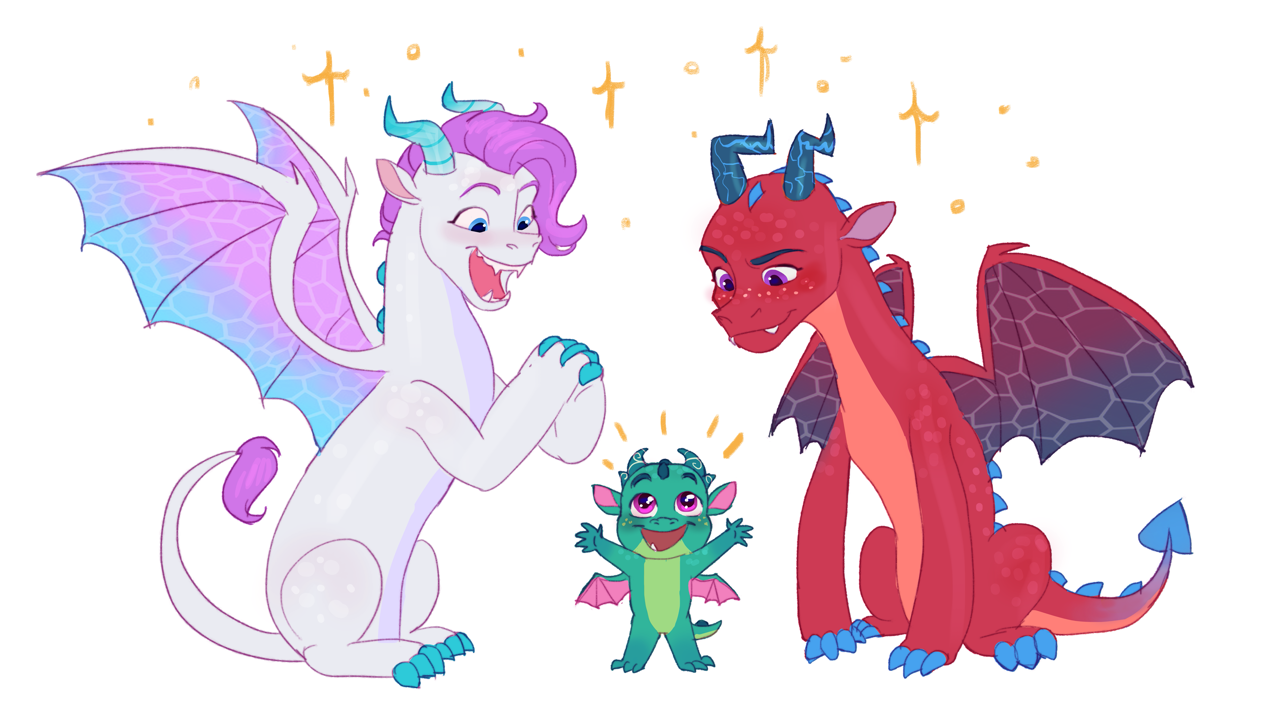 #3238099 - safe, artist:mythical artist, jade (g5), lava (g5), sparky ...