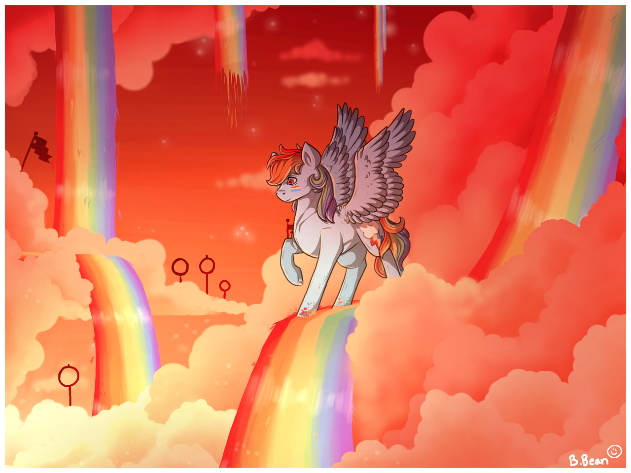 #3238925 - safe, artist:binibean, rainbow dash, pegasus, pony, g4, cloud, face paint, female ...