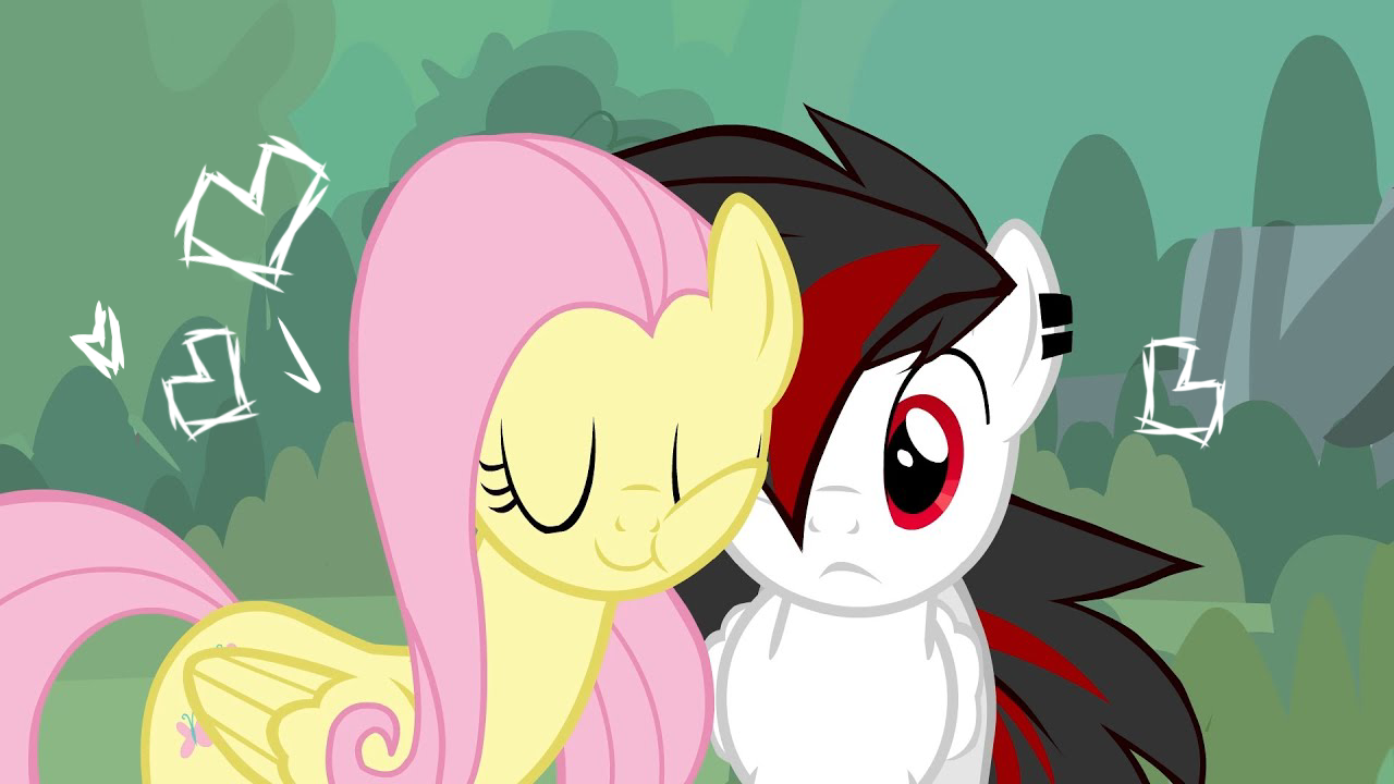 #3238947 - safe, artist:jfrxd, fluttershy, oc, oc:jfrxd, pegasus, pony, g4, female, femboy, male ...