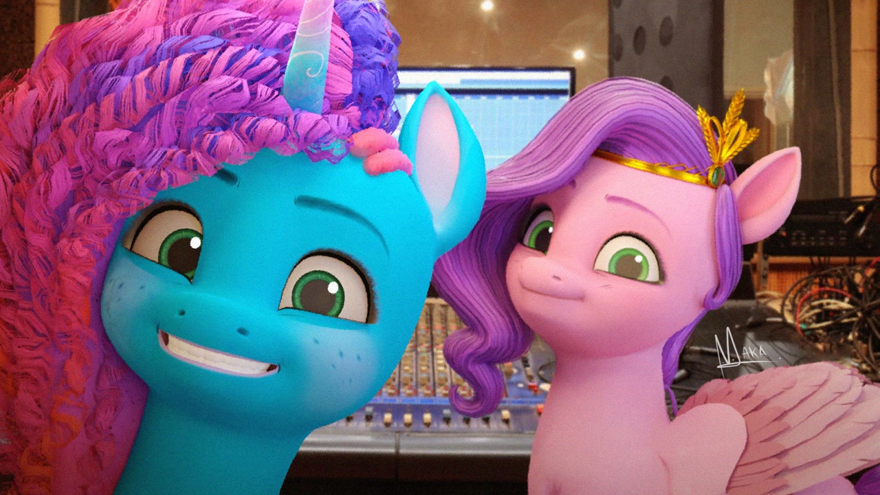 #3240521 - safe, artist:makaryo, misty brightdawn, pipp petals, pegasus, pony, unicorn, g5, 3d ...