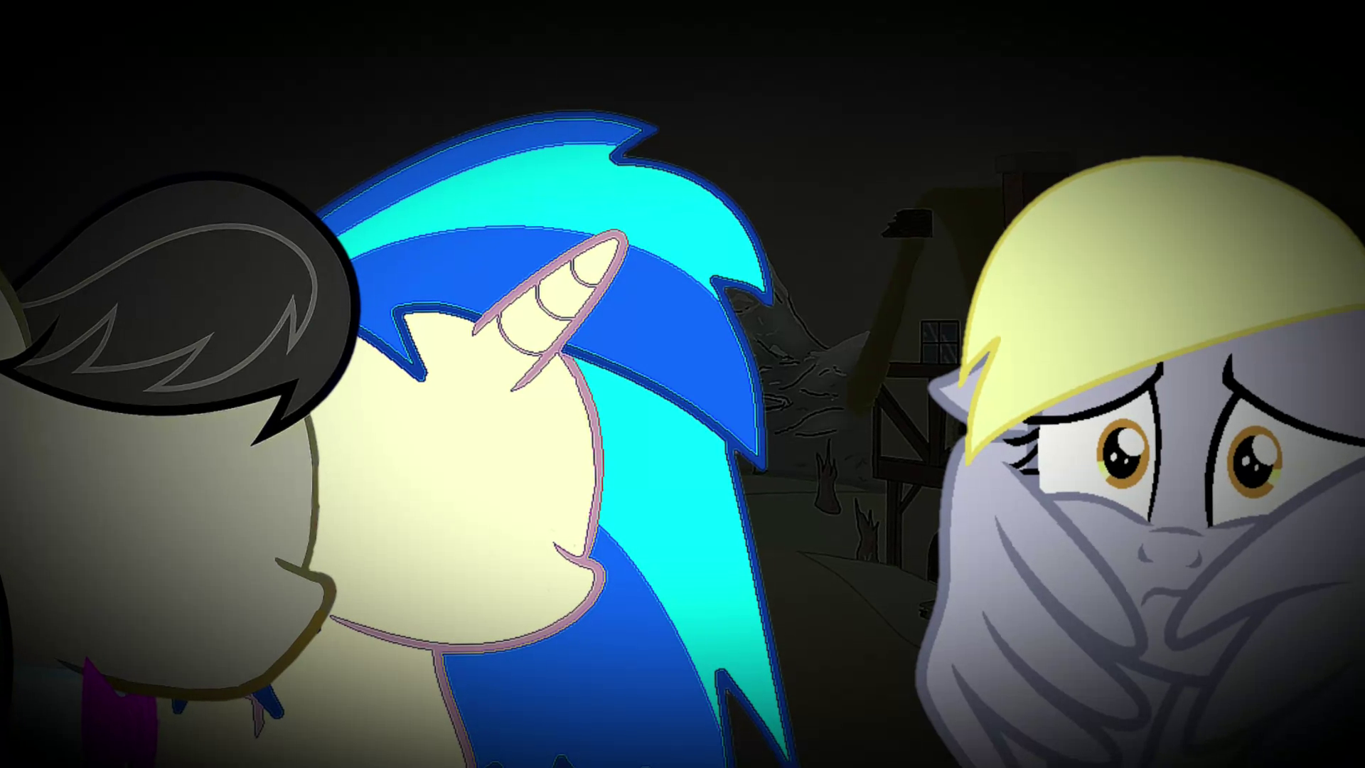 #3242791 - semi-grimdark, artist:pyrogaming, derpy hooves, dj pon-3 ...