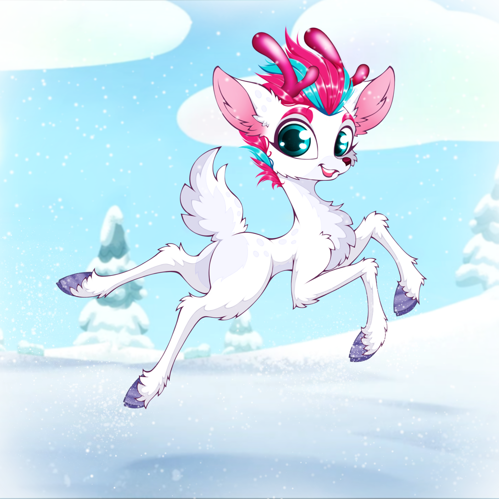 #3243004 - safe, artist:rurihal, zipp storm, deer, deer pony, hybrid ...