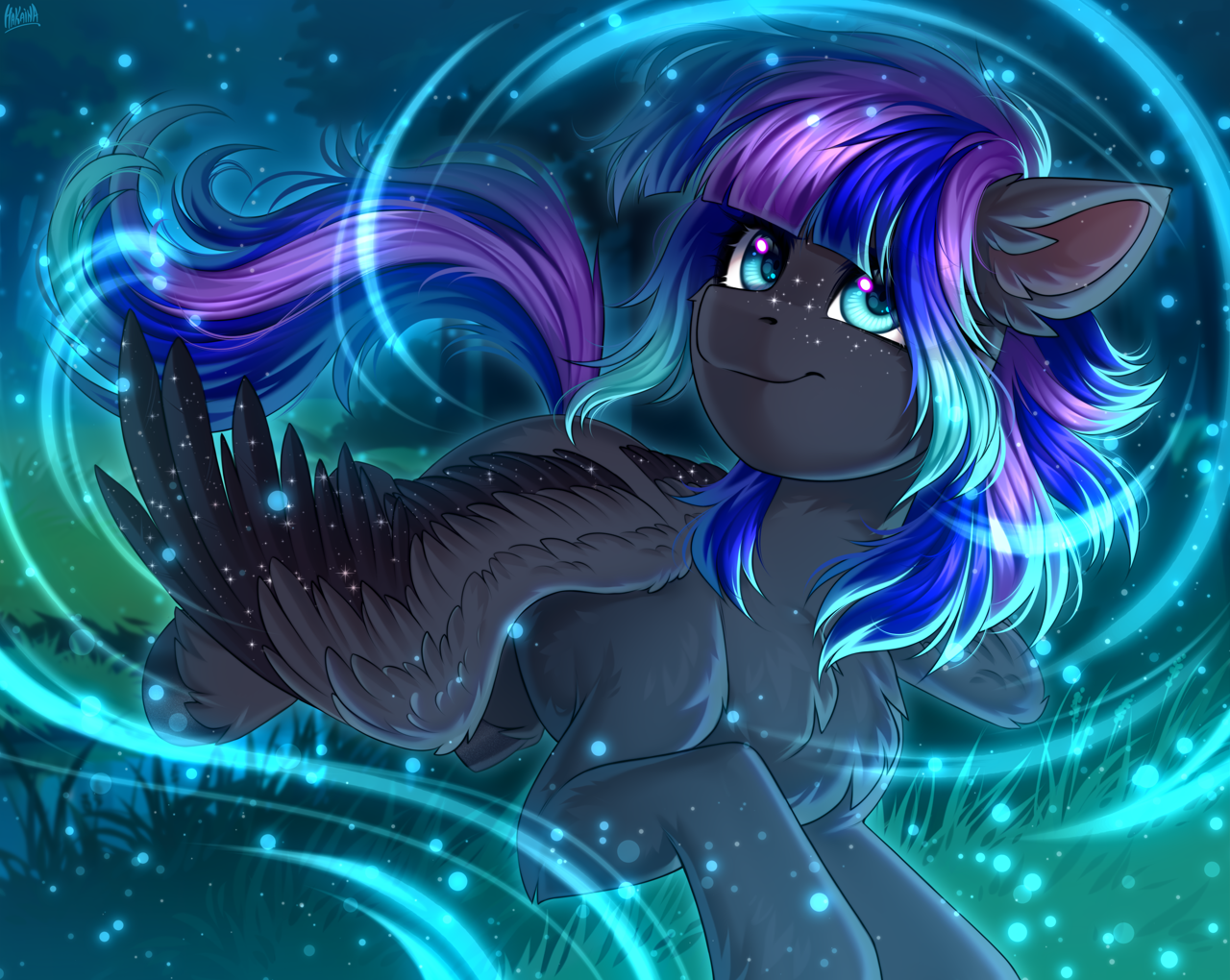 #3243384 - safe, artist:hakaina, oc, oc only, oc:rainfall (zeepurplefox), pegasus, pony ...