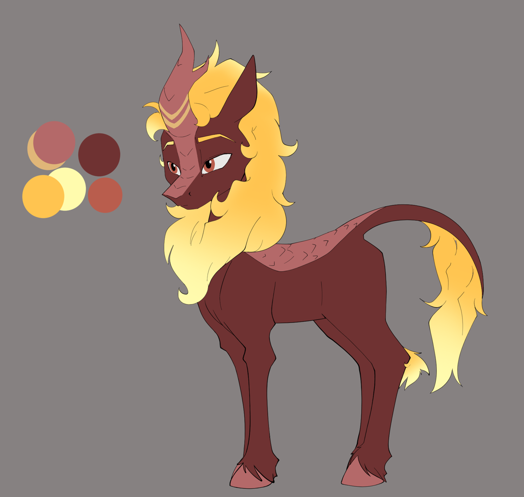 #3244134 - safe, artist:luxsimx, oc, oc only, oc:jesse, kirin, pony, gray background, reference ...