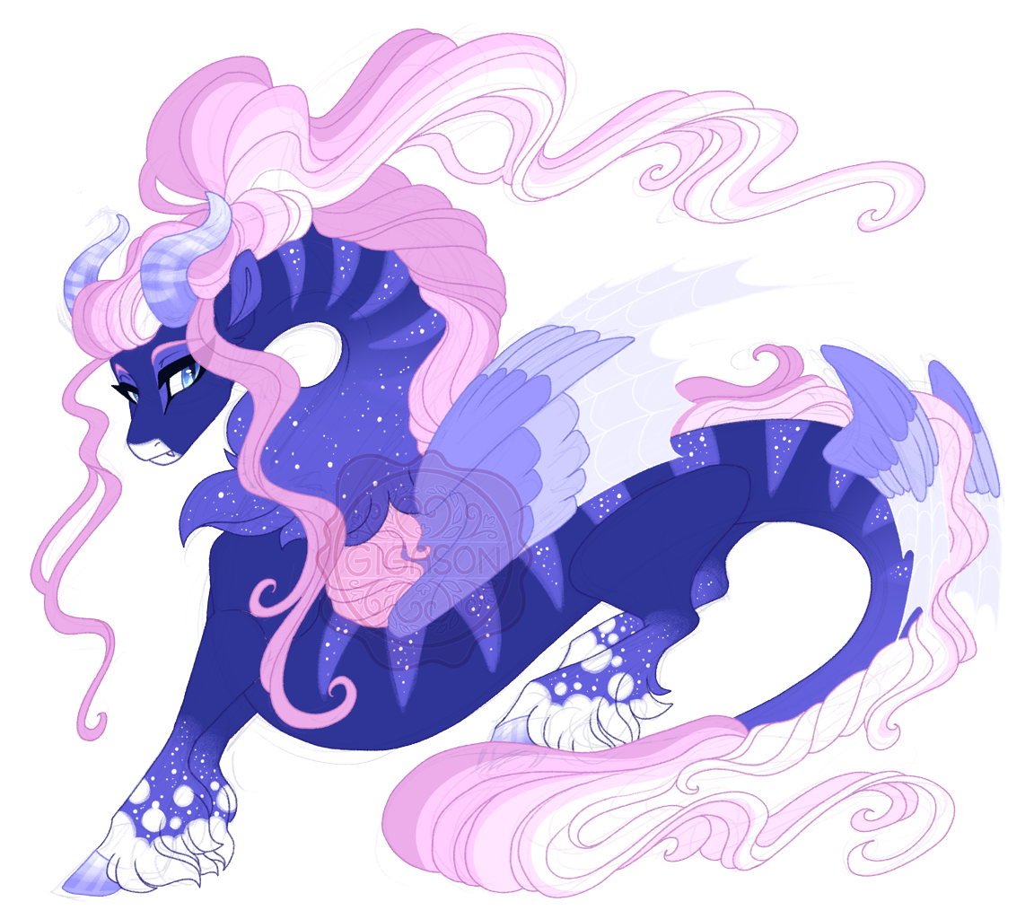 #3232282 - safe, artist:gigason, oc, oc only, oc:river lullaby, draconequus, blue eyes, closed ...