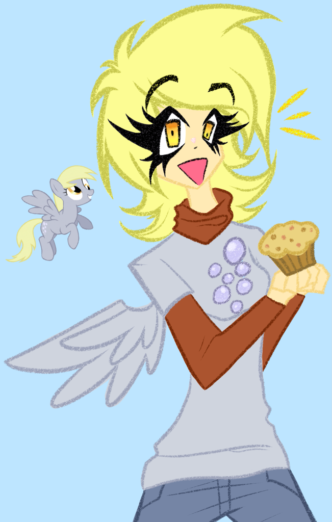 #3244520 - safe, artist:coffeefueledchainsaw, derpy hooves, human, pony ...