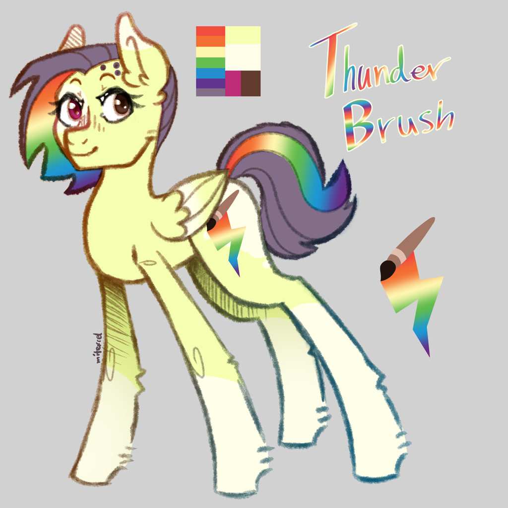 #3246198 - safe, artist:mitexcel, oc, oc:thunder brush, pegasus, pony, female, heterochromia ...