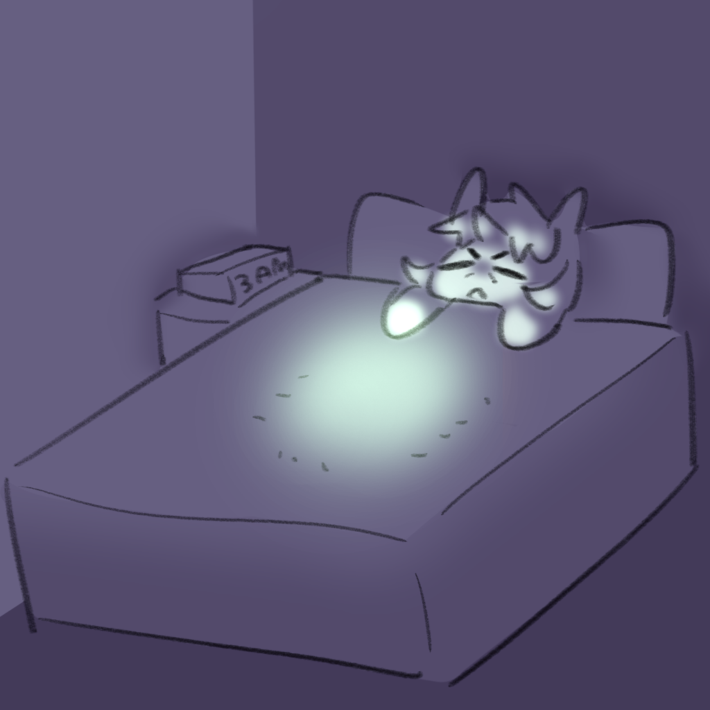 #3247267 - suggestive, artist:itsspoops, oc, oc only, oc:scoops, pony, unicorn, bed, glowing ...