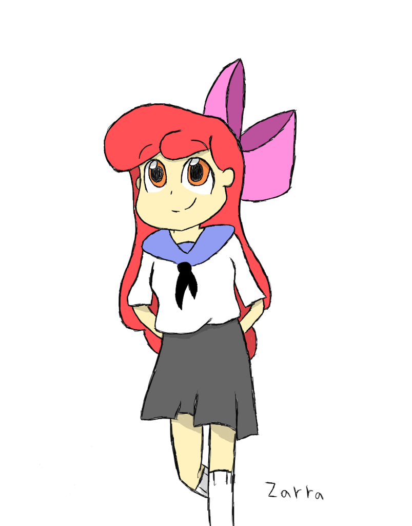 #3248145 - safe, artist:zarradraws, apple bloom, human, g4, clothes ...