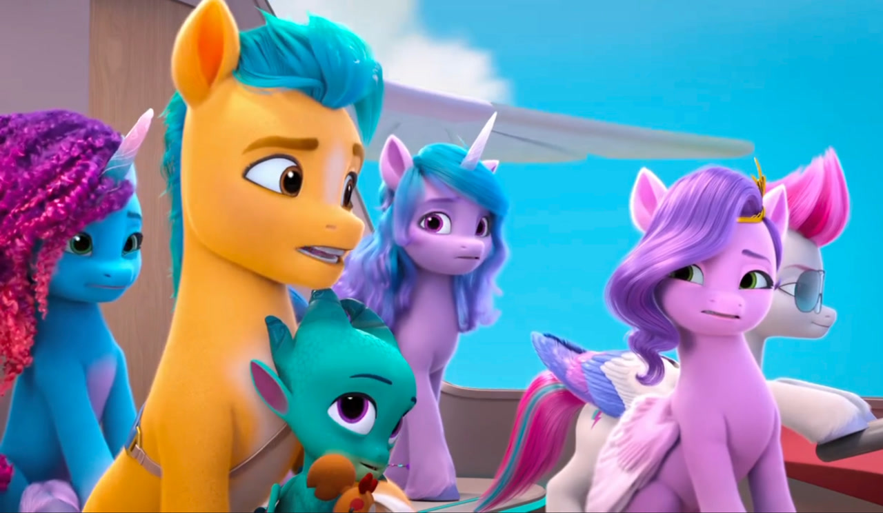 #3248457 - safe, screencap, hitch trailblazer, izzy moonbow, misty brightdawn, pipp petals ...