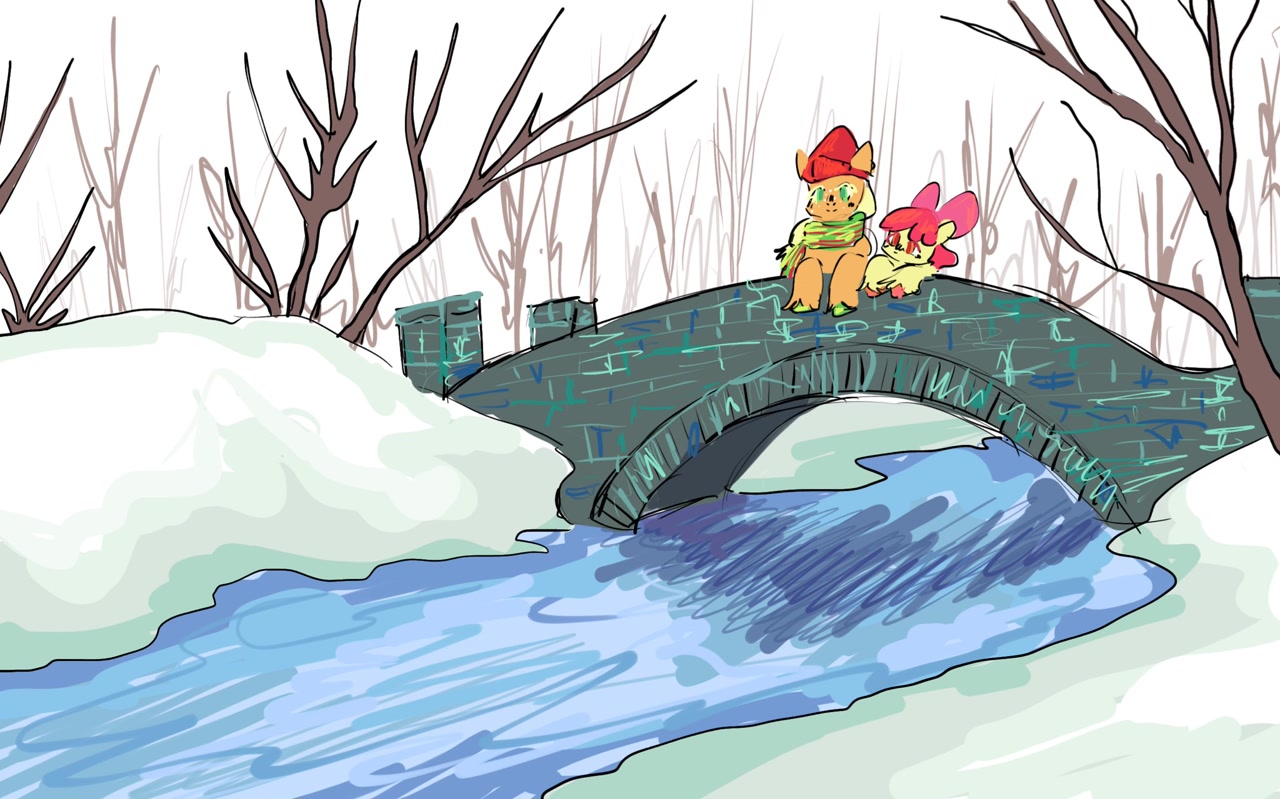 #3248767 - safe, artist:sleepybooo, apple bloom, applejack, earth pony ...