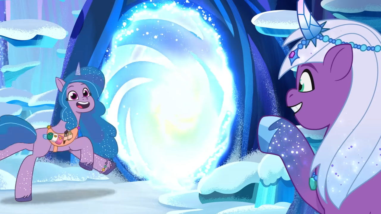 #3248813 - safe, screencap, izzy moonbow, violet frost, auroricorn, pony, unicorn, crystal ball ...