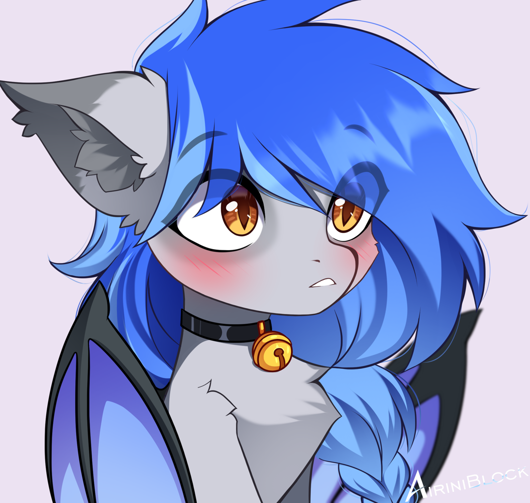 #3232928 - safe, artist:airiniblock, oc, oc only, oc:romadusk, bat pony, bat pony oc, bat wings ...