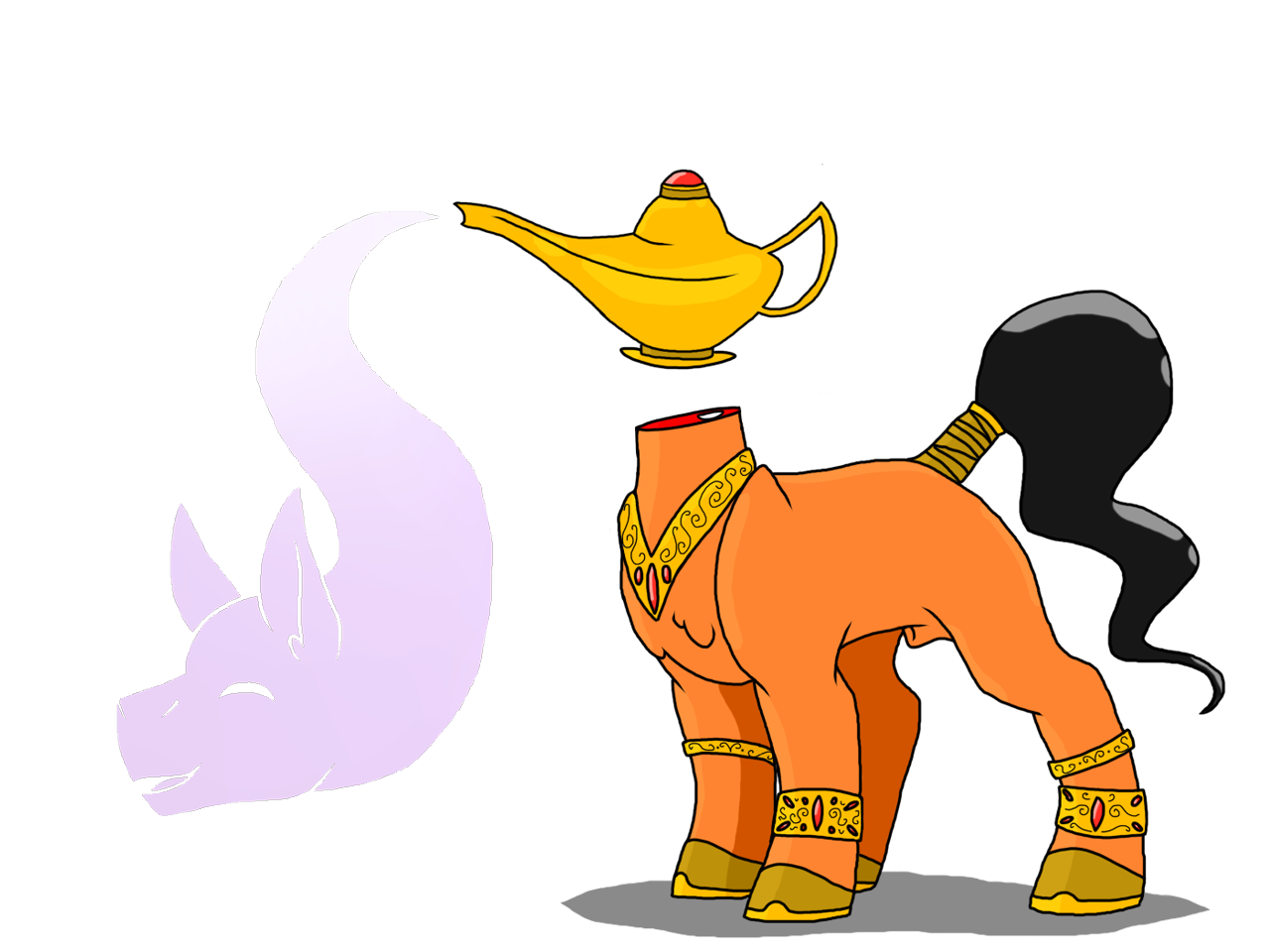 #3233013 - suggestive, artist:katpocketmonster, oc, oc only, oc:mirage, genie, genie pony, black ...